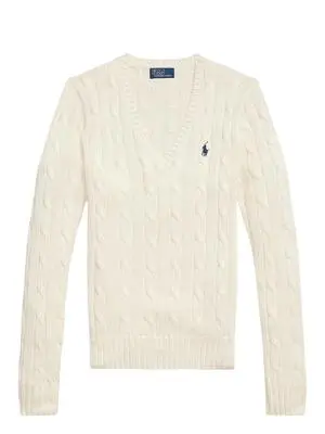 Polo Ralph Lauren Cable Knit Sweater With Logo - Beige