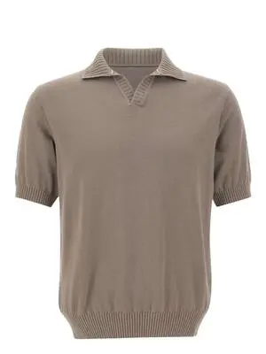 Paul & Shark Open-neck Cotton Polo Shirt - Brown