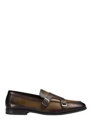 DOUCAL'S Adler Double Buckle Loafer - Brown