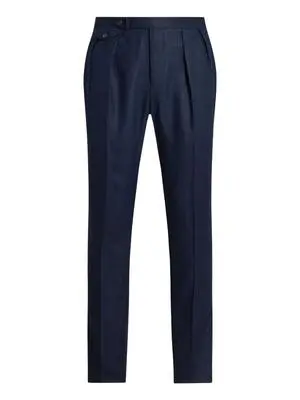 Polo Ralph Lauren Pleated Linen Trousers - Blue