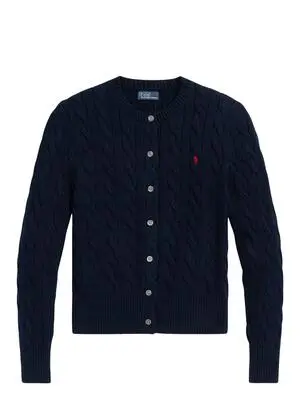 Polo Ralph Lauren Cable Knit Cardigan With Logo - Blue