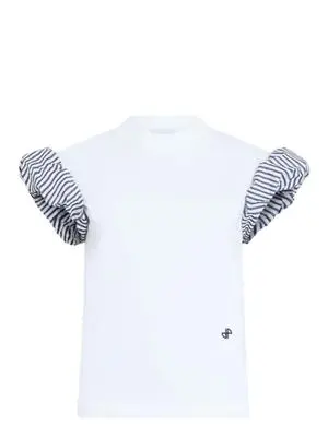 PATOU T-Shirt With Ruffle Sleeves White
