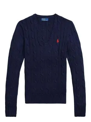 Polo Ralph Lauren Cable Knit Sweater With Logo - Blue