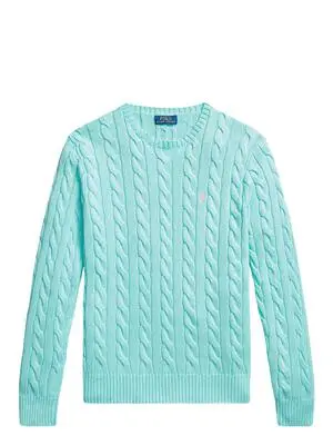 Polo Ralph Lauren Cable Knit Sweater With Logo Sky Blue