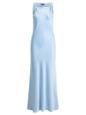 Polo Ralph Lauren Satin Dress With Woven Shoulder Straps - Sky Blue