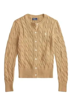 Polo Ralph Lauren Cable Knit Cardigan With Logo - Beige