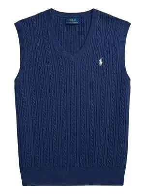 Polo Ralph Lauren Cable-knit Sleeveless Vest With Logo - Blue