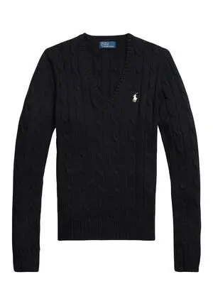 Polo Ralph Lauren Cable Knit Sweater With Logo - Black