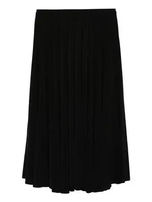 Norma Kamali Pleated Midi A-line Skirt - Black