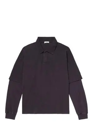 AGOLDE Curren Layered Cotton-piqué Polo Shirt - Brown