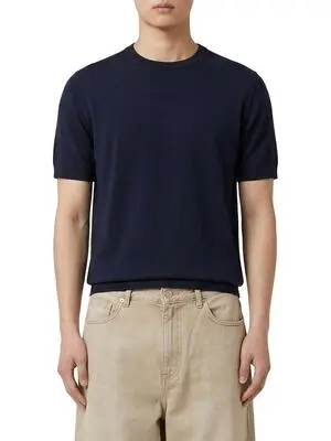 PAOLO PECORA Short Sleeve Silk And Cotton Blend Knit - Blue