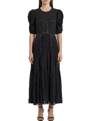 Isabel Marant Étoile Cotton Polka Dot Midi Dress - Black