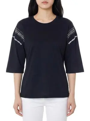 Liu Jo Embellished Sleeve T-shirt - Black
