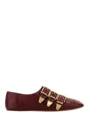 Chloé Ballet Flats With Buckle And Stud Detailing - Grey