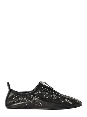 Chloé Ballet Flats With Zip Up And Embellished Detailing - Black