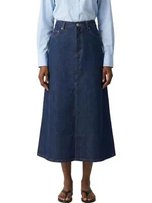 Ami A-line Denim Skirt - Blue