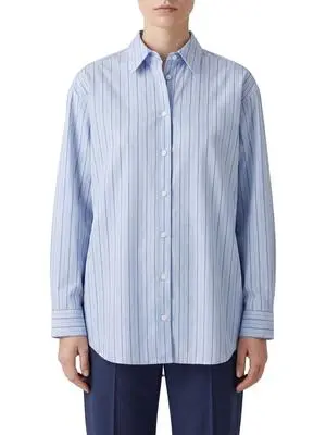 TOTEME Striped Button-up Shirt - Gnawed Blue