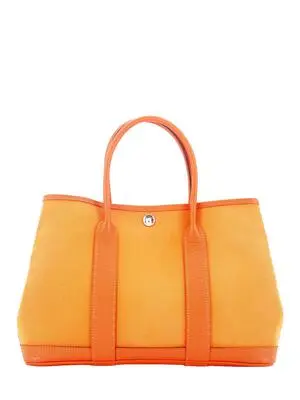 HERMES Garden Party 30 Tote Toile And Leather - Feu