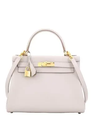 HERMES Kelly Handbag Grey Togo 28 - Gris Perle