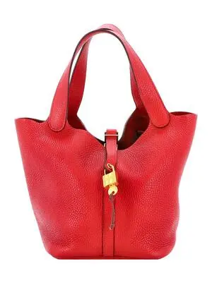 HERMES Picotin Lock Bag Clemence Mm - Rouge Casaque