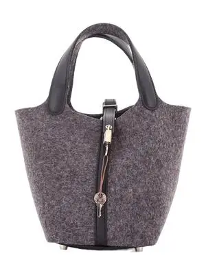 HERMES Picotin Lock Bag Felt With Leather Pm - Gris Moyen