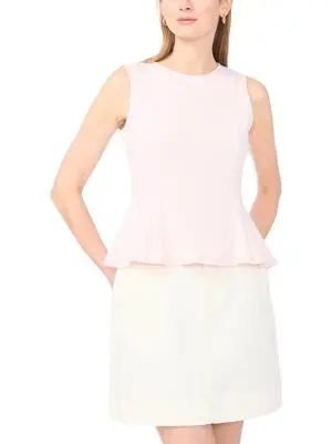 Vince Camuto Cotton Blend Peplum Tank - Pink Lilac