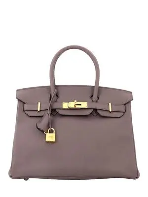 HERMES Birkin Handbag Grey Epsom With Gold Hardware 30