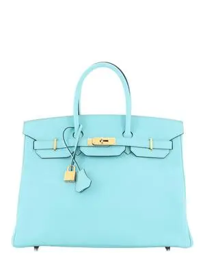 HERMES Birkin Handbag 35 Blue Epsom With Gold Hardware - Bleu Atoll