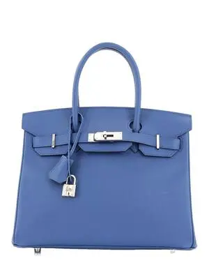 HERMES Birkin Handbag Blue Epsom With Palladium Hardware 30 - Bleu Brighton