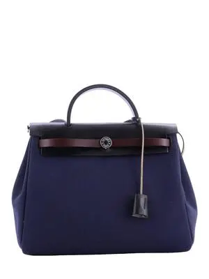 HERMES Herbag Zip Leather And Toile 31 - Bleu Nuit