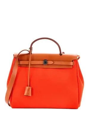 HERMES Herbag Zip Leather And Toile 31 - Capucine