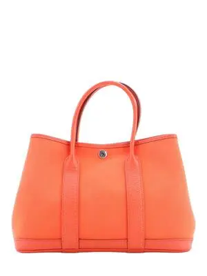 HERMES Garden Party Tote Toile And Leather 30 - Orange Poppy