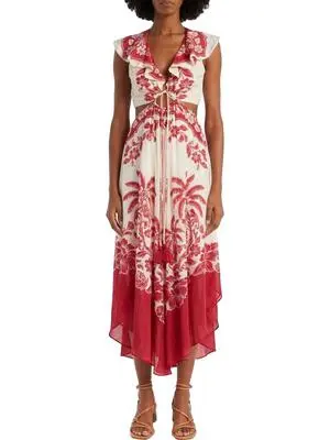 Farm Rio Printed Maxi Dress - Red