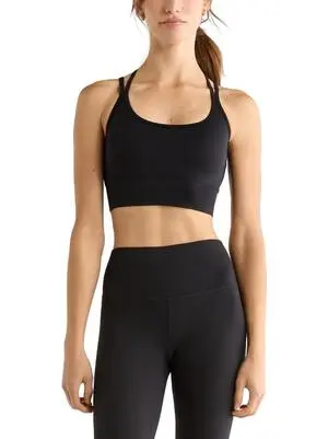 Zella Seamless Strappy Sports Bra - Black