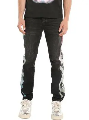 PURPLE BRAND Embroidered Gradient Logo Slim Straight-leg Jeans - Black