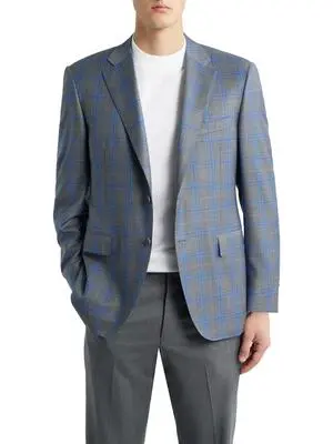 Canali Siena Regular Fit Shadow Check Wool Sport Coat - Grey