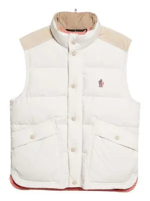 Moncler Scaïs Mixed Media Down Puffer Vest - Bright White