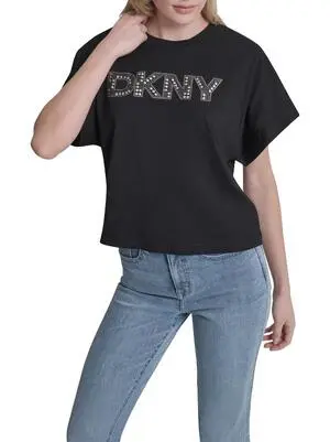 Dkny Logo Graphic Cotton-blend T-shirt - Black