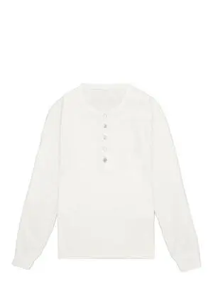 FORTELA Long Sleeve Cotton Serafino Top - White