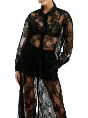 Bardot Aleida Oversized Lace Shirt - Black