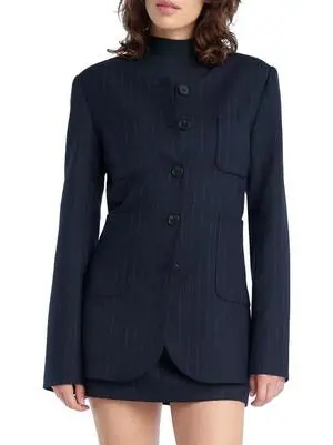 FAVORITE DAUGHTER Pinstripe Jacket - Navy Pinstripe