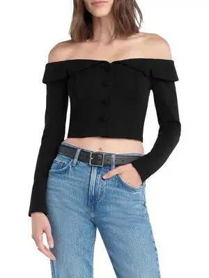 FAVORITE DAUGHTER Off-the-shoulder Crop Top - Black
