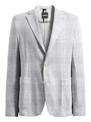 BOSS Hanry Slim-fit Plaid Sport Coat - Silver