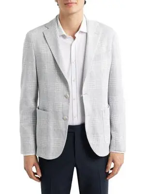 BOSS Hanry Slim-fit Plaid Sport Coat - Silver