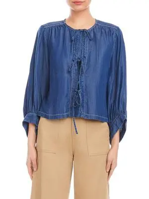 Fifteen Twenty Cassie Lantern Sleeve Top - Chambray
