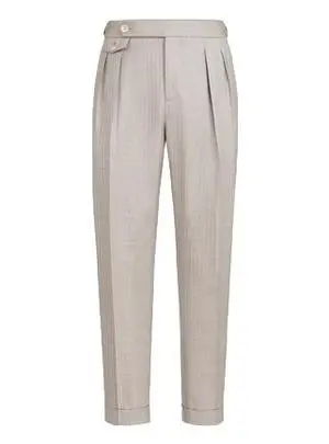 Brunello Cucinelli Chevron Pleated Trousers - Light Grey