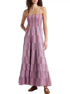 FRNCH Lilaea Tiered Cotton Maxi Dress - Lilas Lilac