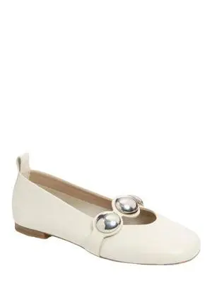 WONDERS Stud-embellished Leather Ballet Flats - Sauvage Off White