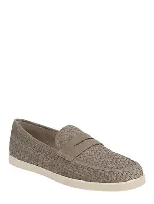 Vince Santino Woven Suede Penny Loafer - Flint