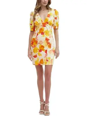 MORGAN Floral Mini Dress - Yellow